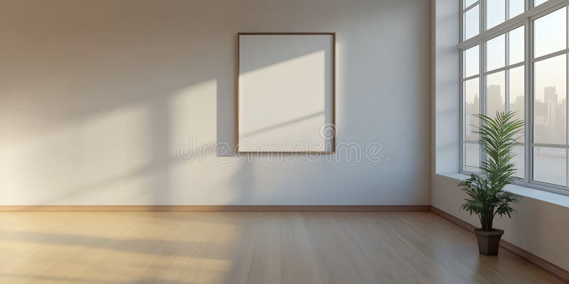Modern Empty Room Interior Design with Large Window and Blank Canvas ...