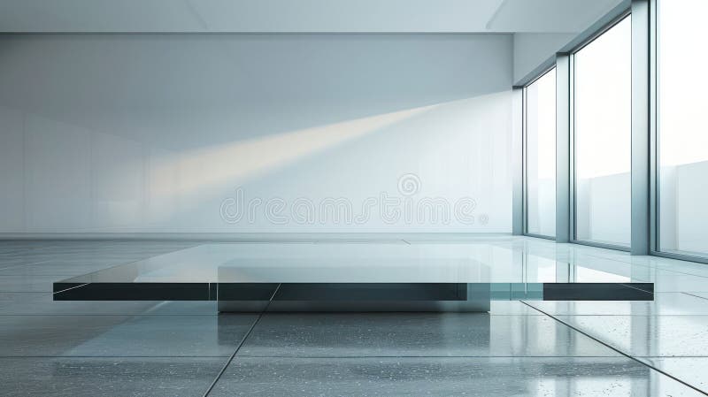 Modern Empty Room with Large Glass Window and a Glass Table Stock ...