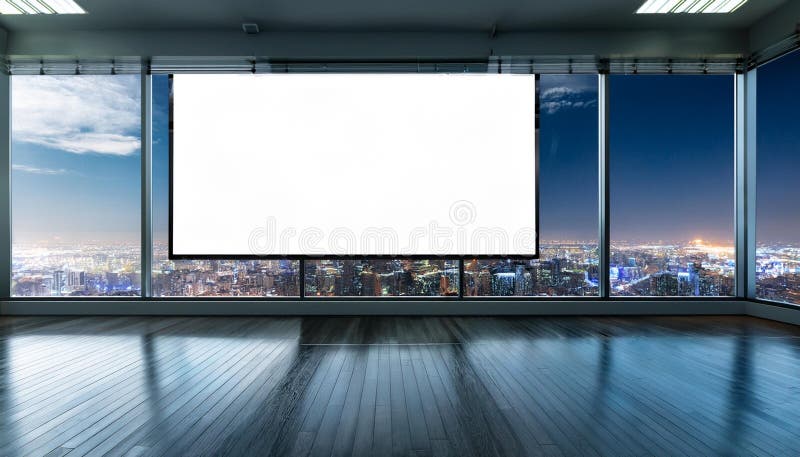 Modern Empty Room with Large Screen Display. 3D Rendering Stock ...
