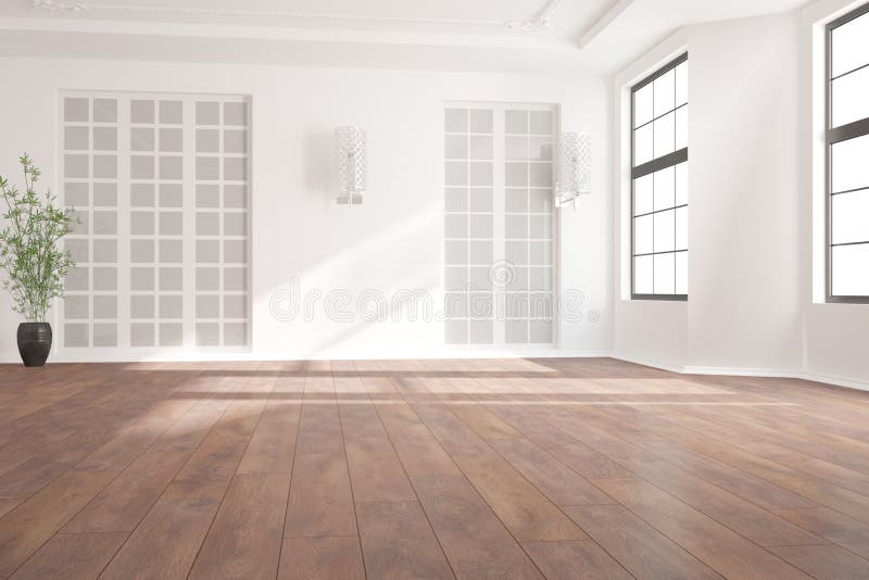 Modern Empty Room with Plant,plinth Interior Design. 3D Illustration ...