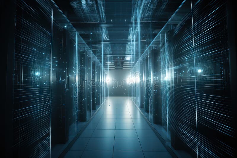 Modern Empty Server Room, Computing Power Room Stock Photo - Image of ...