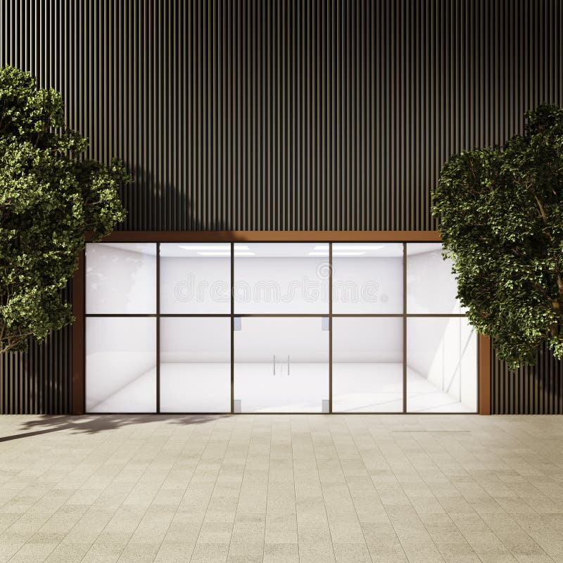 Modern Empty Shop among Trees Stock Illustration - Illustration of ...