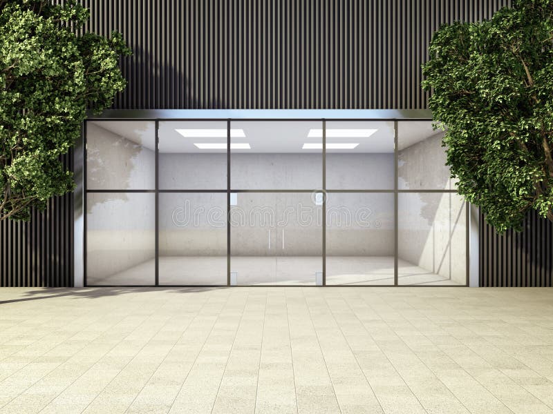 Modern Empty Shop among Trees Stock Illustration - Illustration of ...