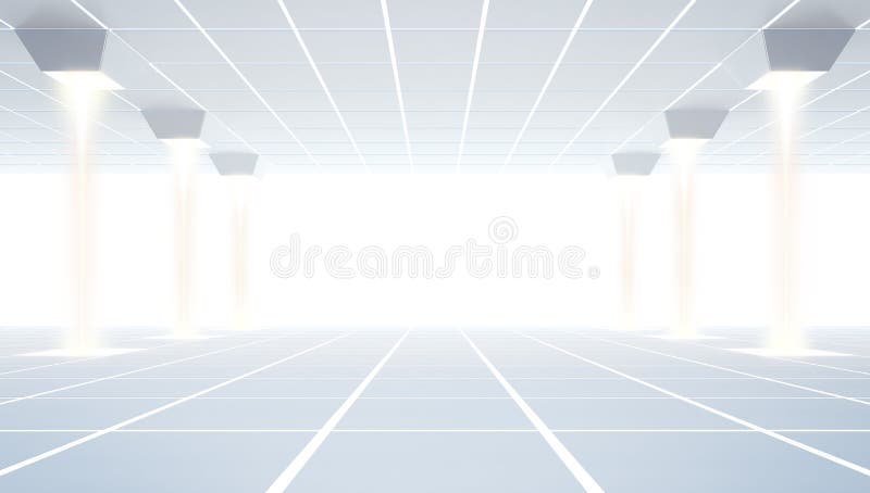 Modern Empty Showroom with Tile Floor and White Background, Future ...