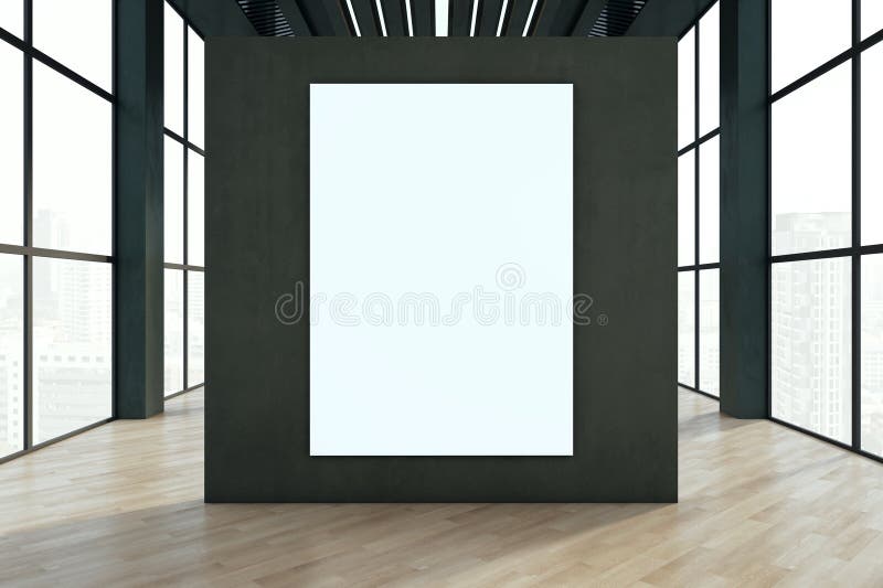 Modern Empty Spacious Interior with Panoramic Windows and City View ...