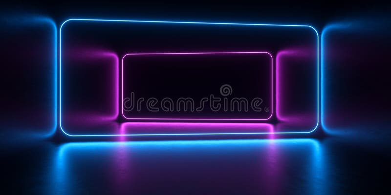 Modern Empty Stage Neon Laser Light Lines Cyber Futuristic Frame ...