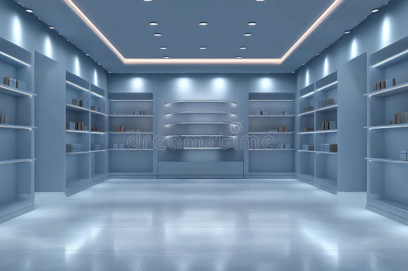 Modern Empty Store Interior with Illuminated Shelves and Sleek Design ...