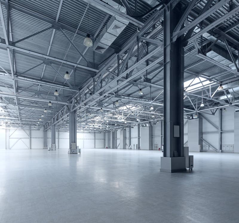 Modern empty storehouse stock photo. Image of architecture - 67949766