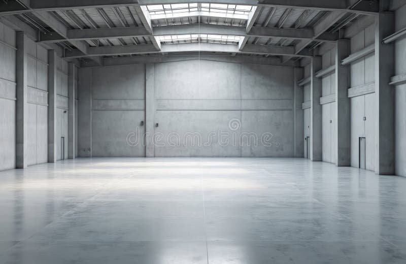 Modern Empty Storehouse, Steel, Concrete Structure. Large Interior ...