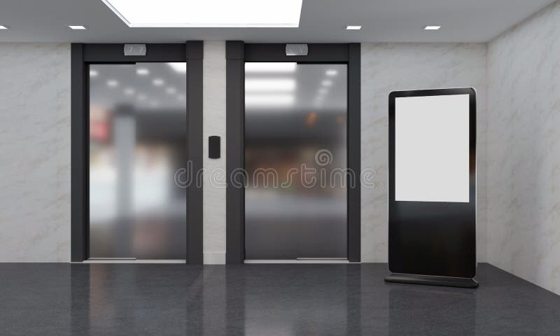Modern Empty Totem, Kiosk, Digital Signage, 3d Rendering Stock ...