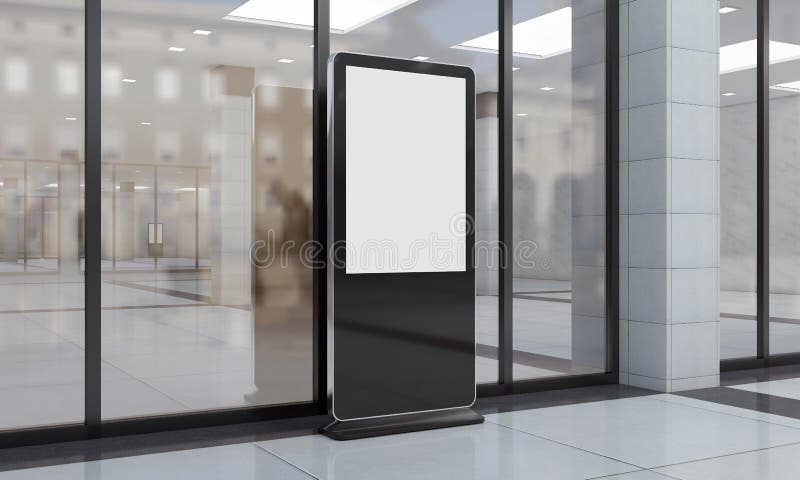 Modern Empty Totem, Kiosk, Digital Signage, 3d Rendering Stock ...
