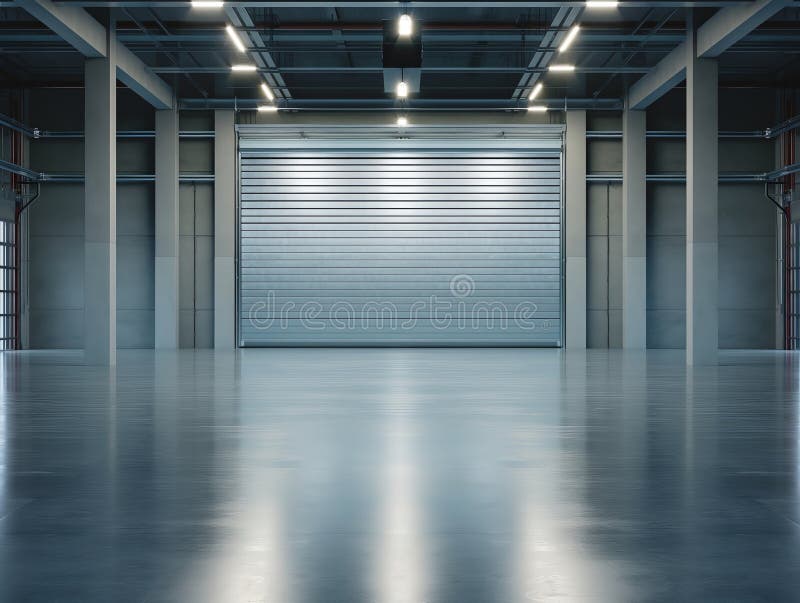 Modern Empty Warehouse Interior Stock Image - Image of large, inside ...