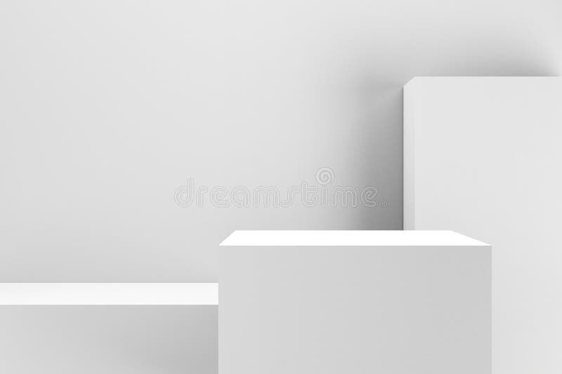 Modern Empty White Rectangular Cube Podiums, Platform or Pedestal Stock ...