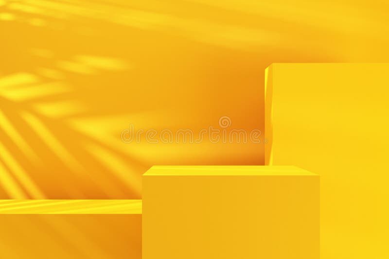 Modern Empty Yellow Cube Shaped Rectangle Podiums, Platform or Pedestal ...
