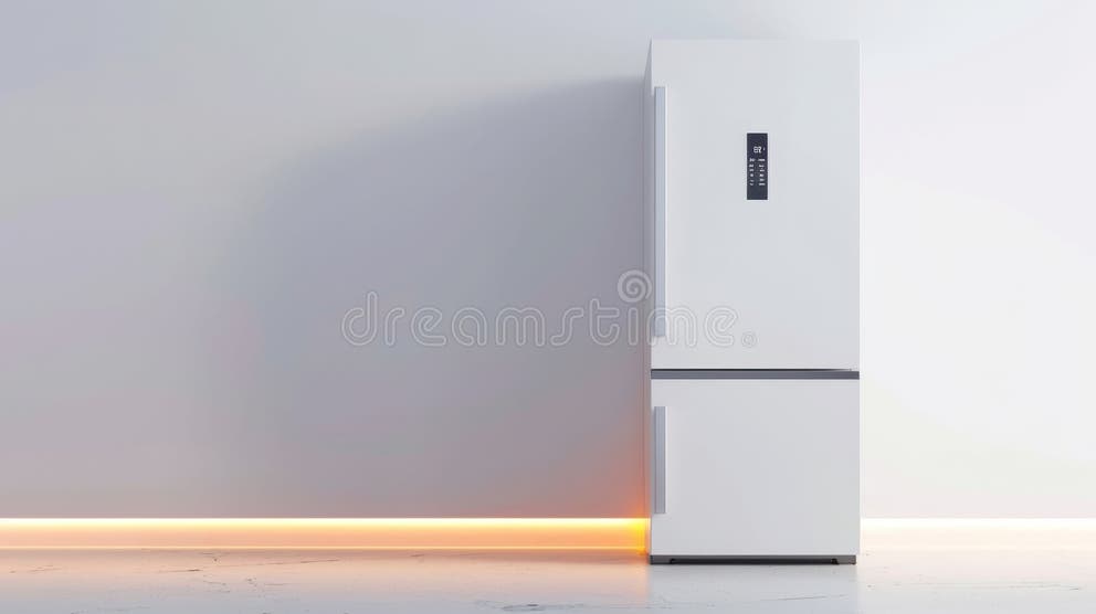 Modern Energy-efficient Fridge in a Minimalist White Kitchen Interior ...