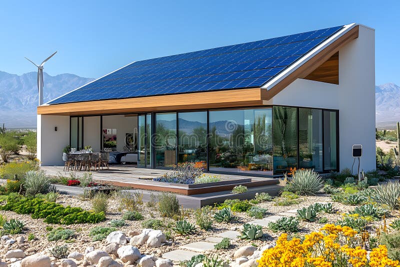 A Modern, Energy-efficient House with a Flat Roof Covered Entirely in ...