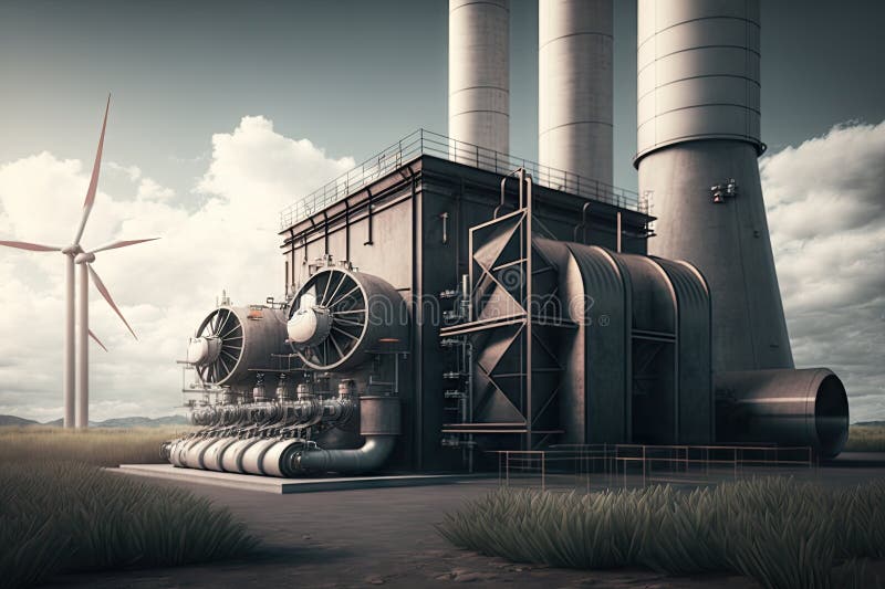 Modern Energy Factory with Clean and Efficient Equipment, Producing ...