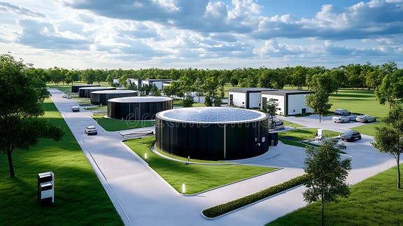 Modern Energy Storage Facility with Advanced Technology Stock Illustration - Illustration of ...