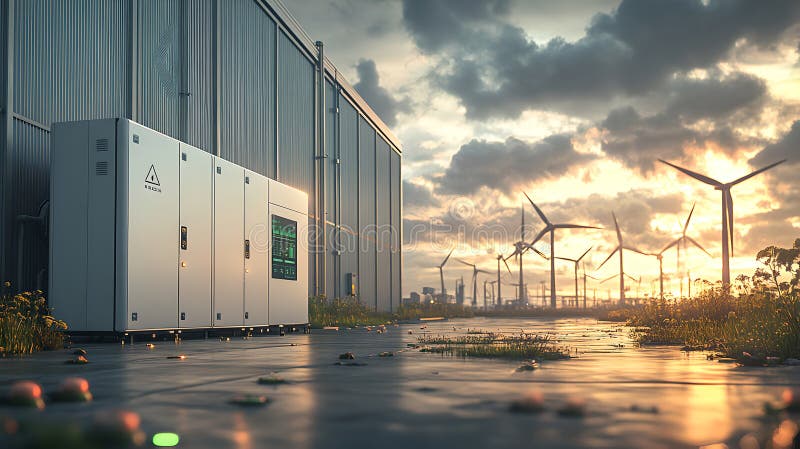 Advanced Energy Storage System in Modern Warehouse Setting Stock ...