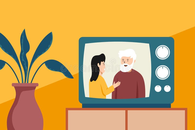 Digital Entertainment Watching Tv Illustration Stock Illustration ...