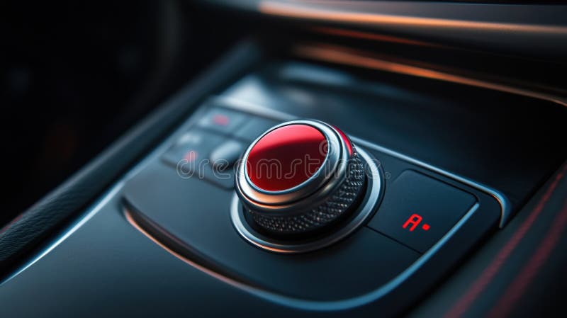 Modern Engine Start Stop Button on Luxury Car Dashboard with Sleek ...