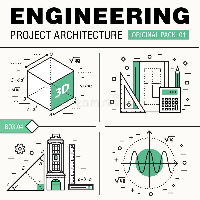 Modern Engineering Construction Big Pack. Thin Line Icons Architecture ...