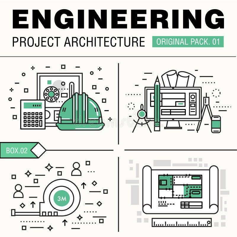 Modern Engineering Construction Big Pack. Thin Line Icons Architecture ...