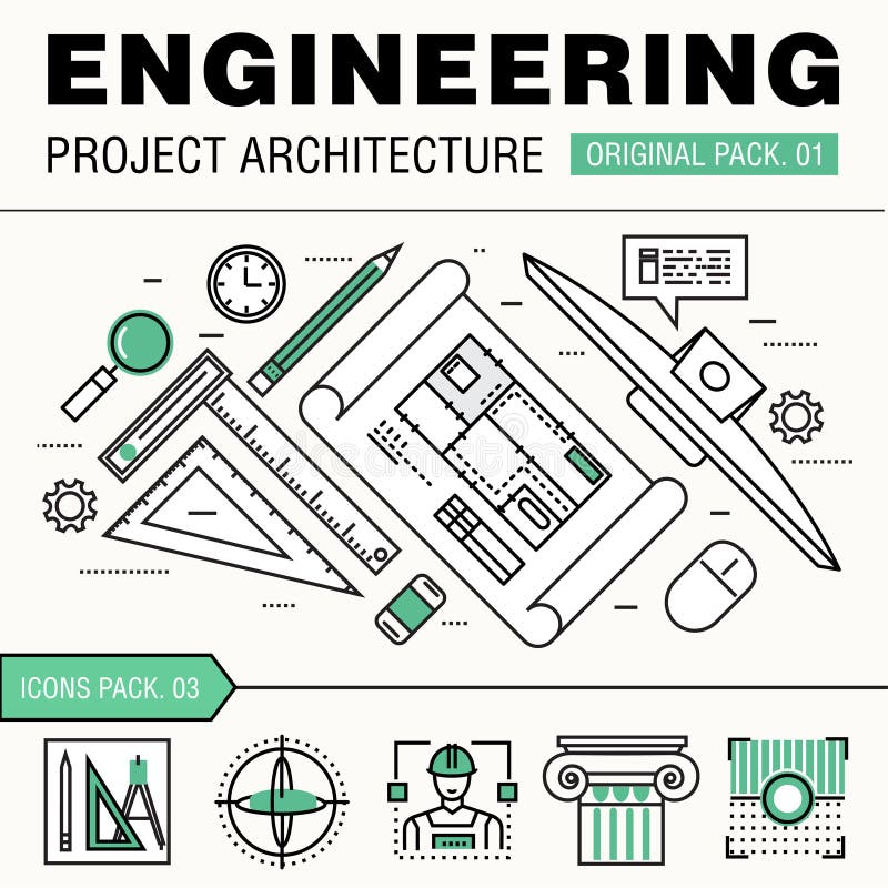 Modern Engineering Construction Big Pack. Thin Line Icons Architecture ...