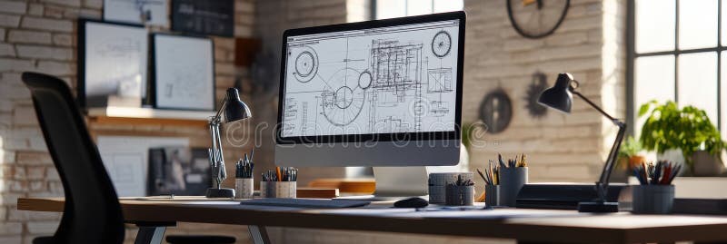 Modern Engineering Desk with Focused Workspace Featuring Detailed ...