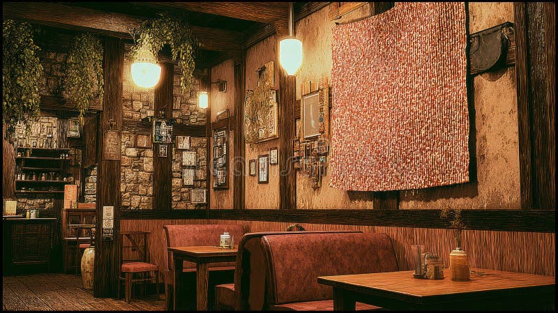 Modern English Cafe Interior Blending Rustic Details with Bright Natural Lighting Stock Image ...