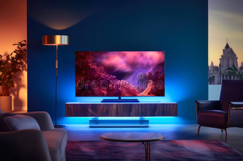 Modern Entertainment Setup with OLED TV. Stock Illustration ...