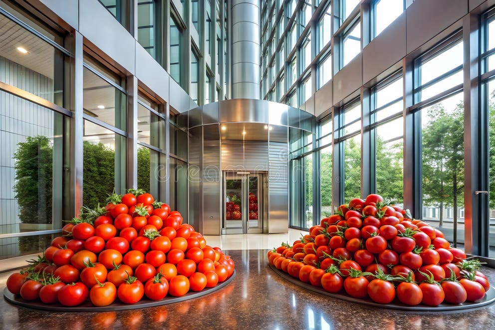 Modern Entrance Hall with Metal Design Stock Illustration - Illustration of tomatoes, hall ...