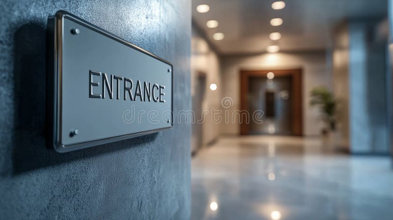 Modern Entrance Hallway with an Illuminated Sign. Stock Photo - Image ...