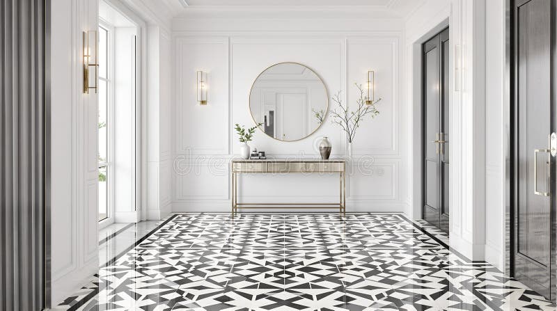 Modern Entry Geometric Floor Stock Illustration - Illustration of clean ...