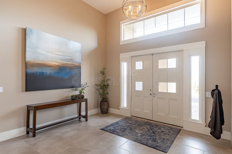 Modern Entryway with Art stock illustration. Illustration of interior ...