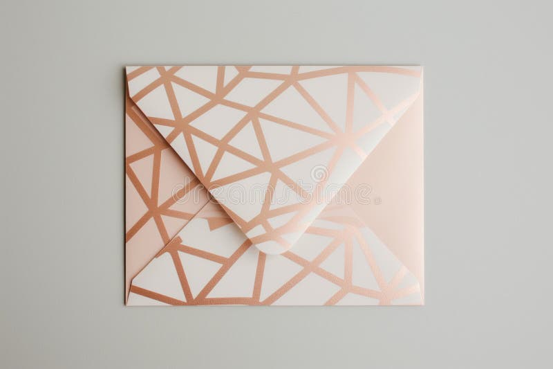 Modern Envelope with Geometric Rose Gold Pattern Stock Image - Image of ...