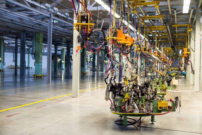 Modern Equipment in the Factory Producing Cars. Stock Image - Image of ...