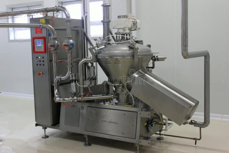 Temperature Control Valves and Pipes in Dairy Production Factory Stock ...