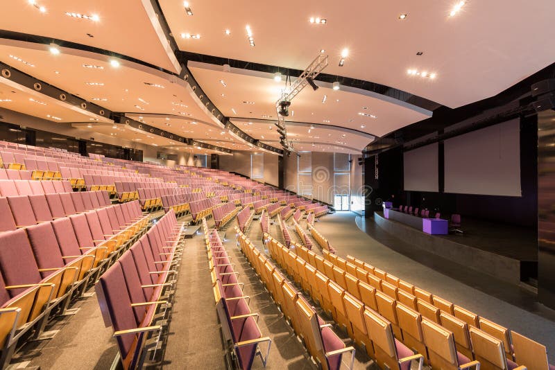 Modern Equipped Assembly Hall Stock Photo - Image of halogen, platform ...