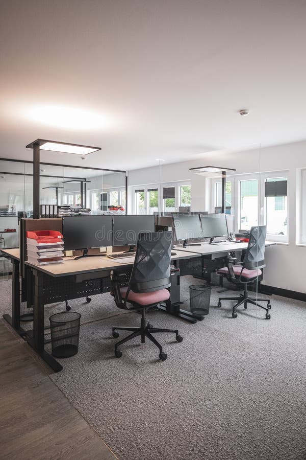 Modern Equipped Office Workstation in an Office Building Stock Image ...