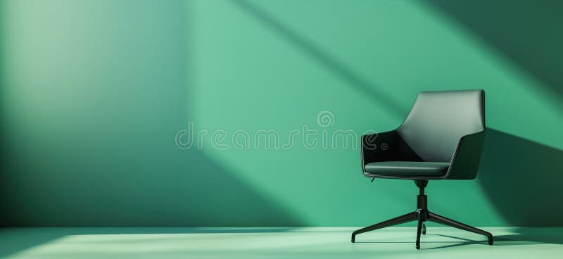 Modern Ergonomic Chair Against Vibrant Green Wall with Dramatic Shadows ...