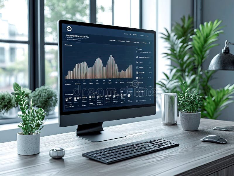 A Modern, Ergonomic Office Workspace with a Focus on Data Analysis or ...