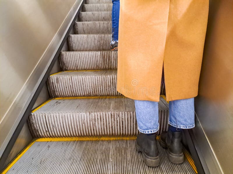 Modern Escalator Electronic System Moving. Escalator in the Subway in ...