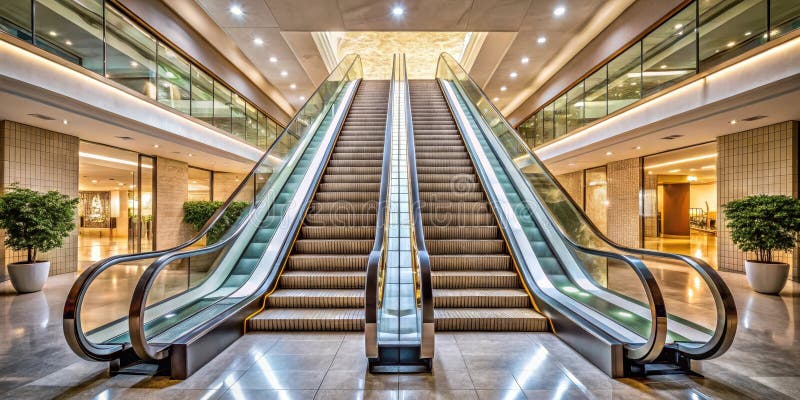 Modern Escalator Installation in a Luxurious Commercial Building ...