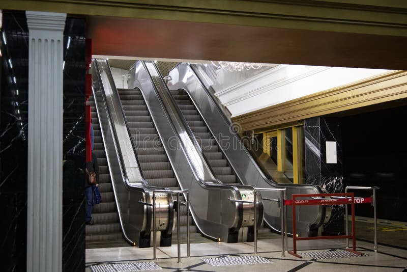 Modern Escalator at Metro Station Stock Photo - Image of elevator ...