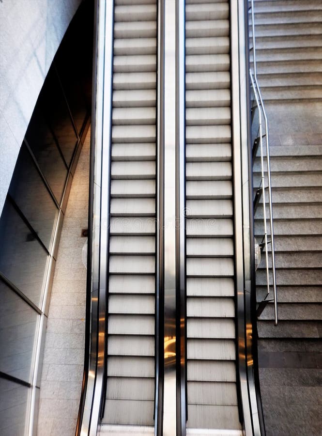 Modern Escalator in Public Square in Milan Modern District Stock Photo ...