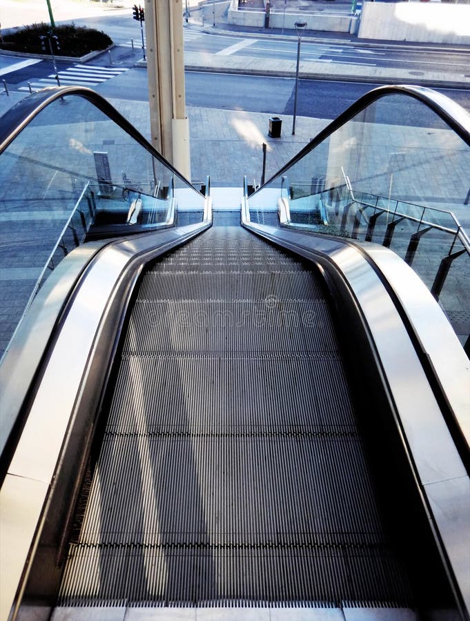 Modern Escalator in Public Square in Milan Modern District Stock Image ...
