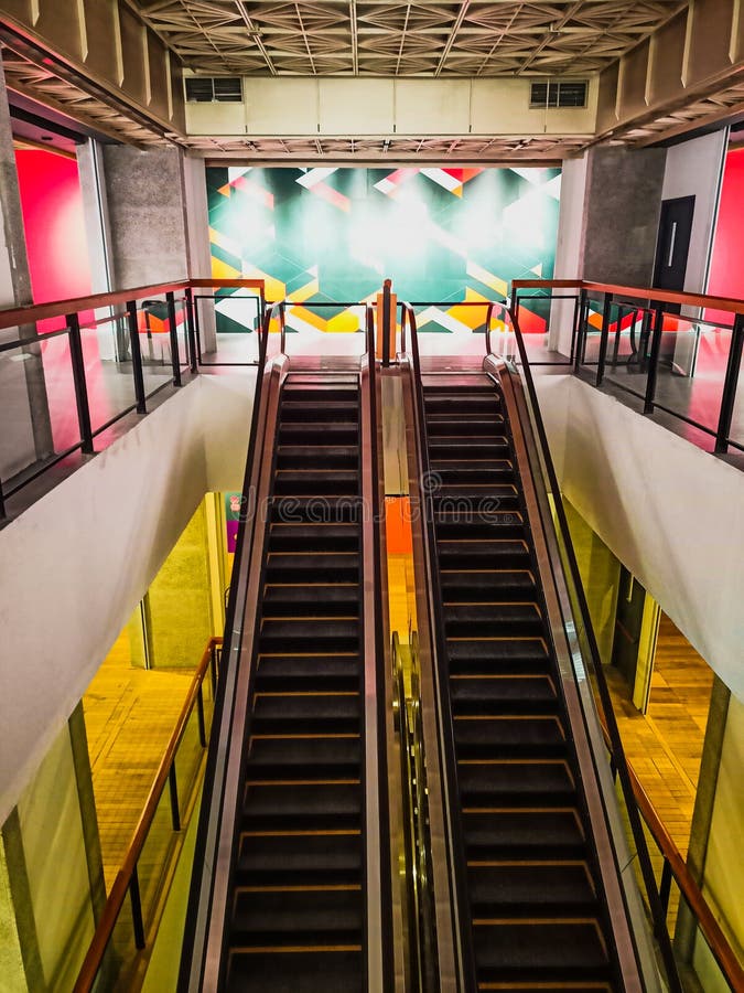 Modern Escalator Stairs in Empty Shopping Mall in Jakarta Editorial ...
