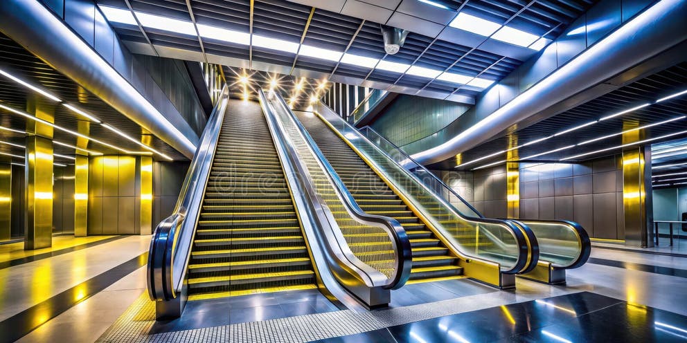 Modern Escalator System in a Sleek Architectural Setting. Generative AI ...