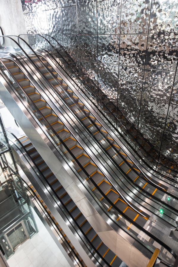 Escalator in MRT Underground Train Station in Bangkok, Thailand Stock ...